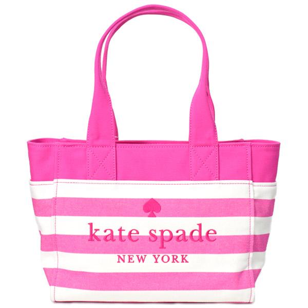 ケイトスペード バッグ katespade キャンバストート ボーダー ロゴ ラージ トート バッグ ディープハイビスカス KB695