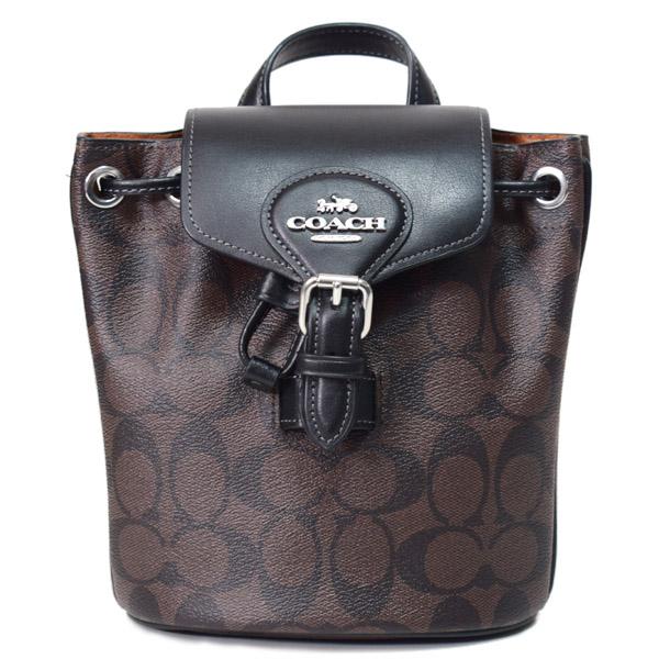 コーチ バッグ COACH コーティングキャンバス レザー シグネチャー アメリア ロゴ コンバーチブル リュックサック バックパック ボディバッグ ブラウンブラック CL458