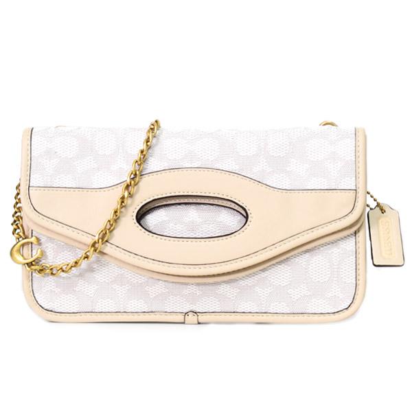 コーチ バッグ COACH ジャガード レザー シグネチャー フォールド オーバー フラップ 2WAY チェーン クラッチ クロスボディー 斜めがけ ショルダーバッグ チャークアイボリー CA358
