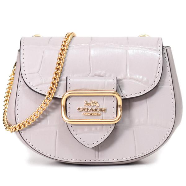 コーチ カードケース COACH クロコダイル エンボスドレザー モーガン チェーン カードケース ポーチ ケース 財布 ショルダー バッグ グレーバーチ CN379