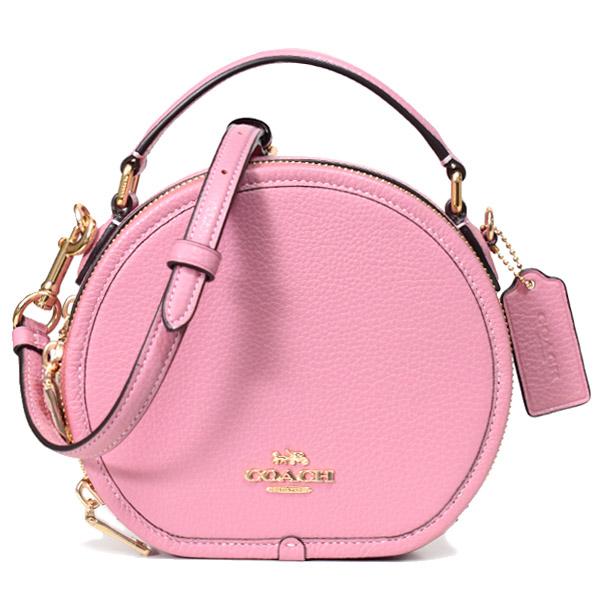 コーチ バッグ COACH ぺブルレザー キャンティーン ロゴ 丸型 ダブルジップ クロスボディ 2way ハンドバッグ ショルダーバッグ トゥルーピンク CO987