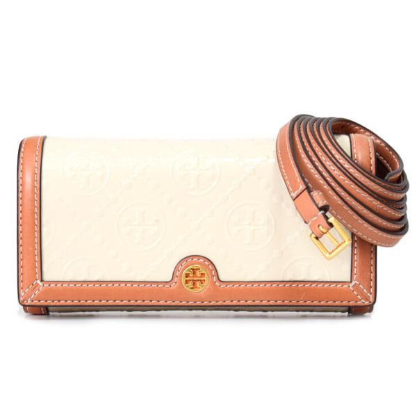 トリーバーチ バッグ TORY BURCH パテントレザー モノグラム ロゴ ウォレット 2way クラッチ クロスボディ 斜めがけ ショルダーバッグ クリーム【訳あり】136233