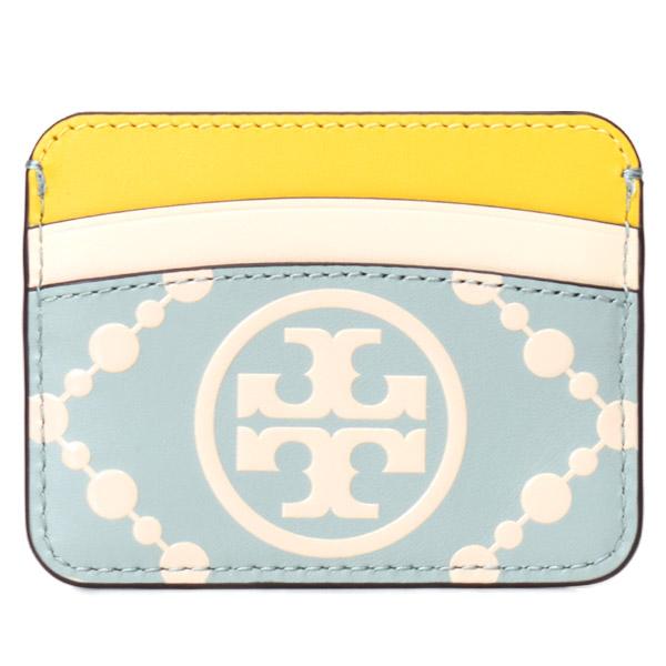トリーバーチ カードケース TORY BURCH レザー モノグラム ロゴ 名刺入れ 定期入れ パスケース ブルーセラドン×ニュークリーム 87184