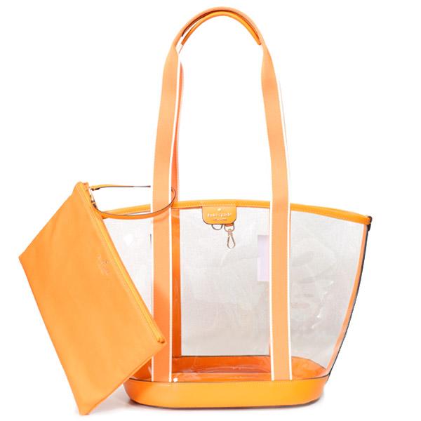 ケイトスペード バッグ katespade シースルー スケルトン ポーチ付き PVC キャンバス クレア ラージ クリア トートバッグ ターメリックルーツマルチ KG078