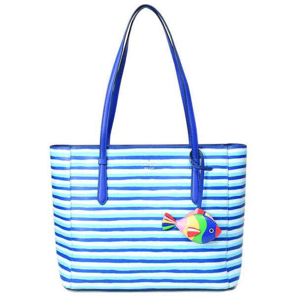 ケイトスペード バッグ katespade レザー ボーダー フィッシュ チャーム付き スカイラー ミディアム トートバッグ ブルーマルチ KG761
