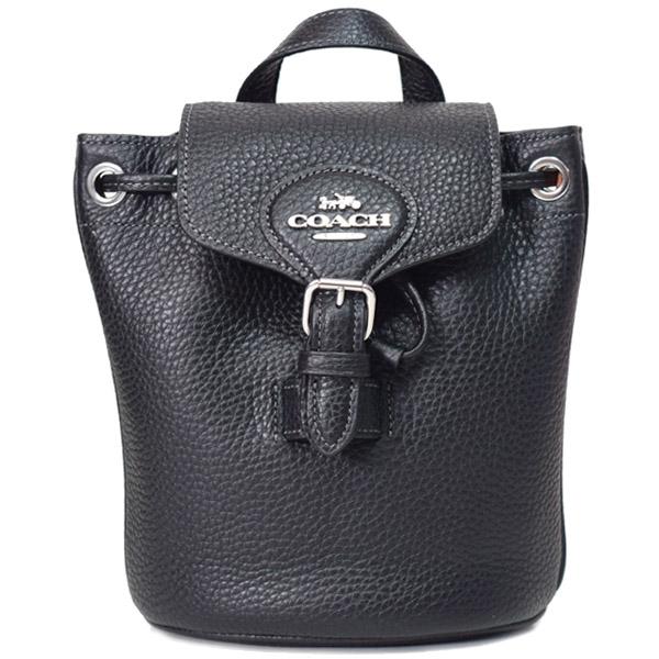 コーチ バッグ COACH ぺブルレザー アメリア ロゴ コンバーチブル バックパック ボディバッグ ブラック CL408