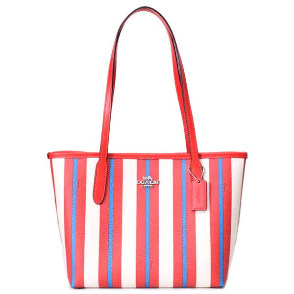 コーチ バッグ COACH レザー ストライプ ロゴ ミニ スモール シティ トートバッグ チャークマルチ CT824