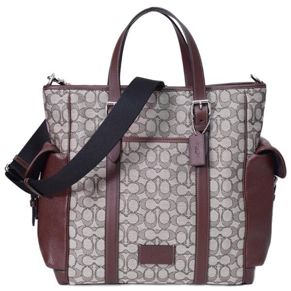 コーチ メンズ バッグ COACH ジャガード レザー シグネチャー スプリント トート 2WAY 斜め掛け クロスボディ トートバッグ ショルダー バッグ オーク×メイプル CR325