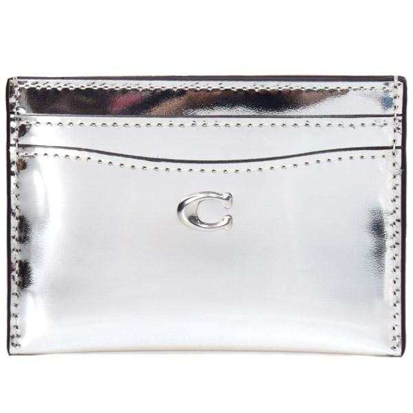 コーチ カードケース COACH レザー メタリック C ロゴ カードケース スリム パスケース 定期入れ 名刺入れ シルバー CM502