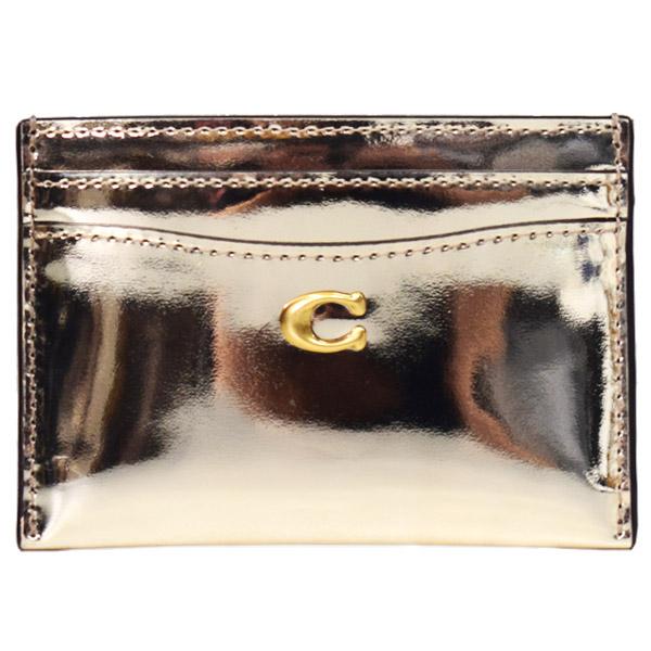 コーチ カードケース COACH レザー メタリック C ロゴ カードケース スリム パスケース 定期入れ 名刺入れ ゴールド CM502