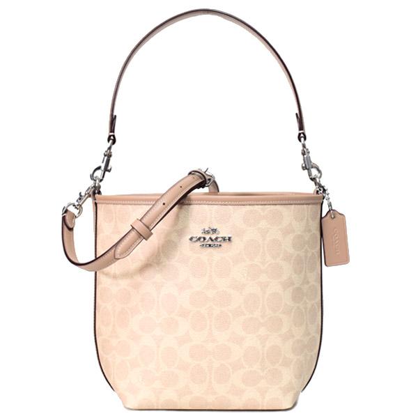 コーチ バッグ COACH バケツ型 コーティングキャンバス レザー シグネチャー シティ バケット ロゴ 2way レザー クロスボディ 斜め掛け ショルダー ハンドバッグ サンド×トープ CT800