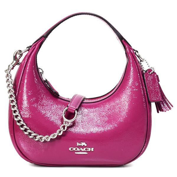 コーチ バッグ COACH パテントレザー 三日月型 カルメン ミニ ロゴ 2way チェーン クロスボディ 斜め掛け ショルダーバッグ ハンドバッグ ピンク CW036