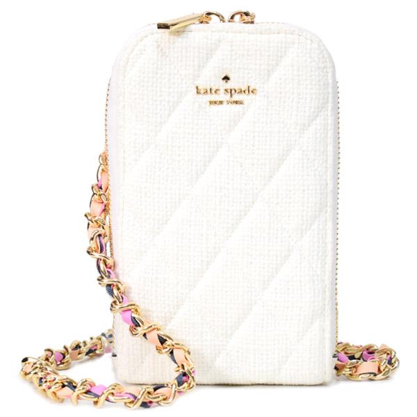 ケイトスペード スマホショルダー katespade ファブリック レザー キルティング ツイード ふわふわ フォン ポーチ チェーン クロスボディ 斜めがけ ショルダーバッグ クリームマルチ KK124