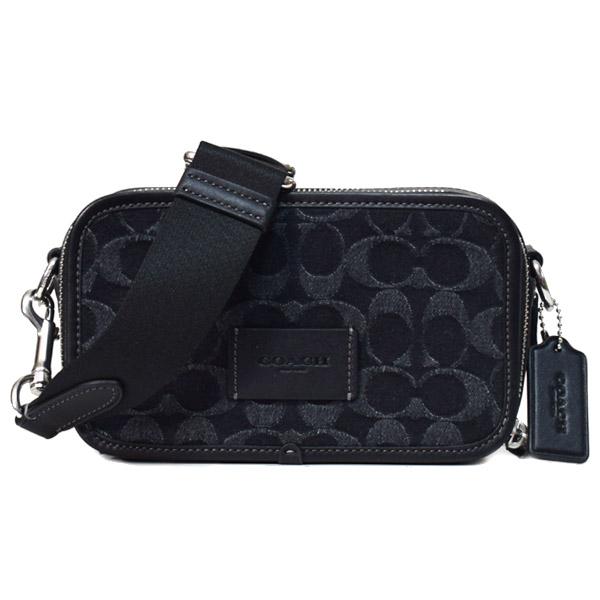 コーチ メンズ バッグ COACH デニム レザー シグネチャー ワイアット ダブルジップ 2WAY 斜め掛け クロスボディ クラッチ ショルダーバッグ ブラック CAJ35