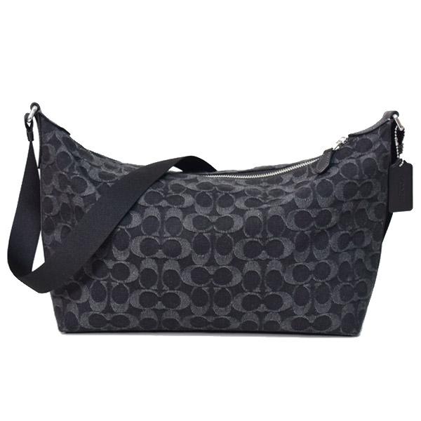 コーチ メンズ バッグ COACH デニム レザー シグネチャー ロゴ フィン クロスボディ 斜め掛け ショルダーバッグ ブラック CAJ86