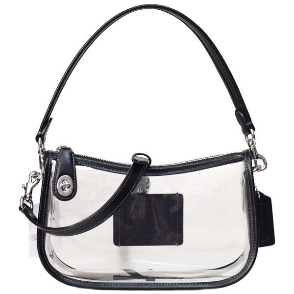 コーチ バッグ COACH PVC レザー スケルトン シースルー クリア スウィンガー ターンロック 2way クロスボディ 斜め掛け ショルダー ハンドバッグ ブラック CBH13
