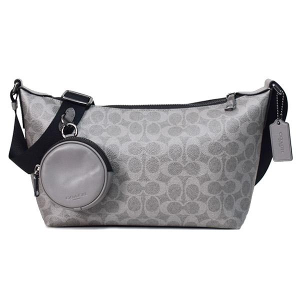 コーチ メンズ バッグ COACH コーティングキャンバス レザー シグネチャー スモール フィン ケース ポーチ付き クロスボディ 斜め掛け ショルダーバッグ グレー×チャコール CCG21