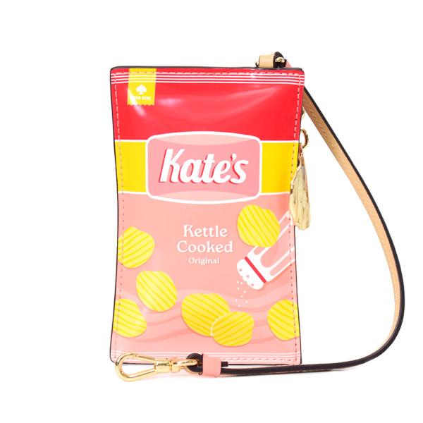 ケイトスペード ケース katespade ポテトチップス パテント レザー スナック タイム プリント カードホルダー カードケース リストレット フラグメントケース 小銭入れ マルチ KL570