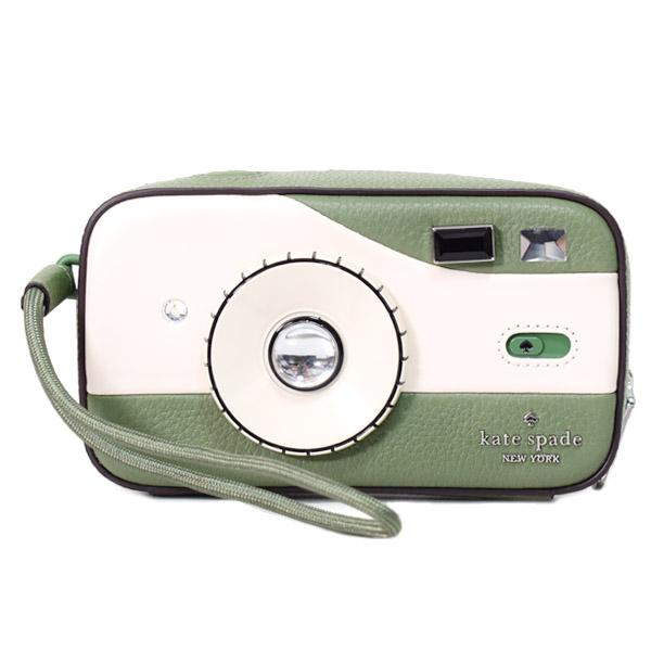 ケイトスペード バッグ katespade カメラ 3D レザー ストーン ロゴ リストレット マルチ ポーチ クラッチ バッグ シダースタン KL917