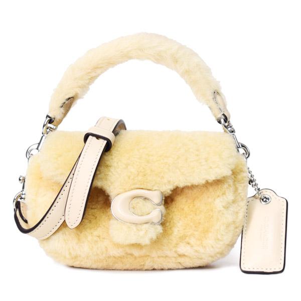 コーチ バッグ COACH シアリング レザー タビー 12 もこもこ ふわふわ マイクロ ロゴ フラップ クロスボディ 3WAY ショルダー ハンドバッグ クリーム CQ168