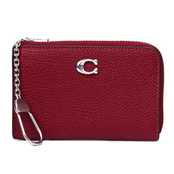 コーチ ケース COACH ぺブルレザー エッセンシャル キーリング付き L字 ジップ ロゴ マルチ カードケース 小銭入れ ダークルビー CR513