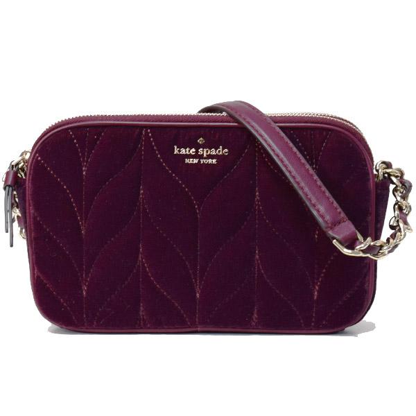 ケイトスペード バッグ katespade ベルベット スムースレザー ブライアー レーン キルティング ケンドール ダブルジップ クロスボディ 斜めがけ ショルダーバッグ チェリーウッド【訳あり】WLRU5516