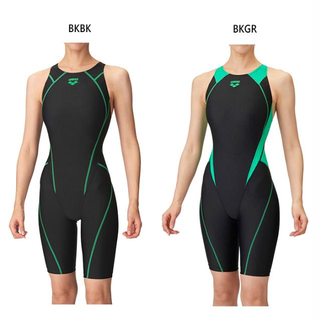 WA承認 アリーナ レディース レーシングワンピーススパッツ オープンバック・ハーフレッグ スイムウエア スイミング 水泳 競泳水着 ブラック 黒 送料無料 arena AS4FRC50L