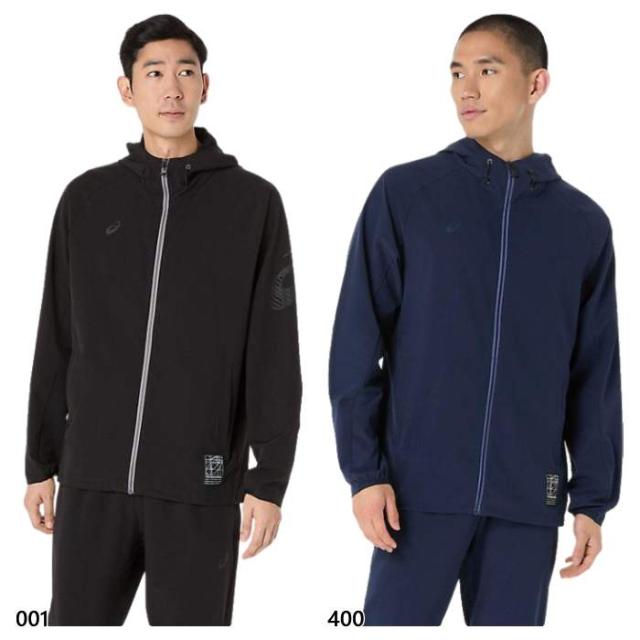 アシックス メンズ はっ水ストレッチウーブンフーディー フィットネス トレーニングウェア トップス 長袖 ブラック 黒 ネイビー 送料無料 asics 2031F167