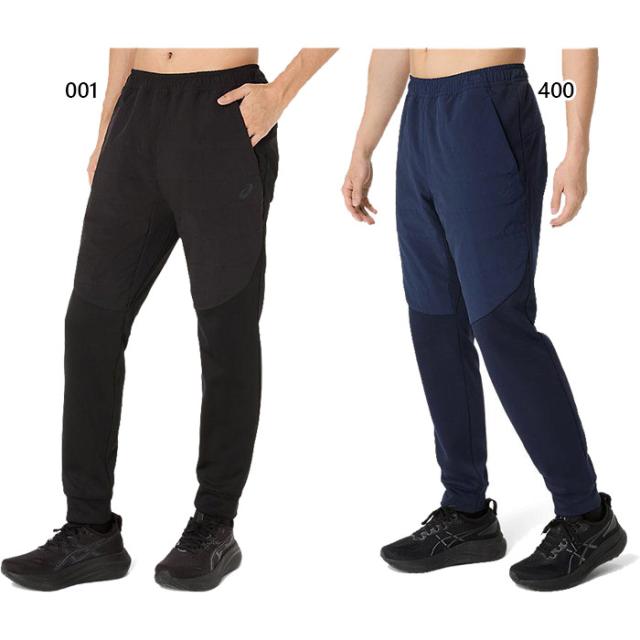 アシックス メンズ ハイブリッド中わたフリースパンツ フィットネス トレーニングウェア ボトムス ロング ブラック 黒 ネイビー 送料無料 asics 2031F173