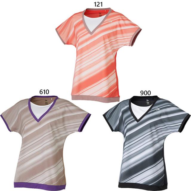 ダンロップ レディース ジュニア ゲームシャツ GAME SHIRT テニス バドミントンウェア トップス 半袖 ブラック 黒 ピンク 送料無料 DUNLOP DAP1520W