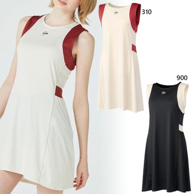 ダンロップ レディース ゲームワンピース GAME ONE PIECE テニス バドミントンウェア トップス 吸水速乾 UVカット ブラック 黒 送料無料 DUNLOP DAP1565W