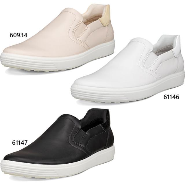 エコー レディース ソフト7 soft 7 w スニーカー ハンズフリーシューズ スリッポン 本革 ホワイト 白 送料無料 ecco 470853