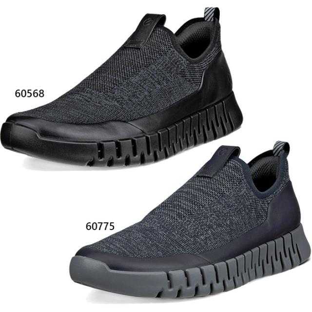 エコー メンズ レザースニーカー グルーヴ イージー スリップ gruuv easy-slip シューズ 紐靴 ローカット ブラック 黒 グレー 灰色 送料無料 ecco 525284