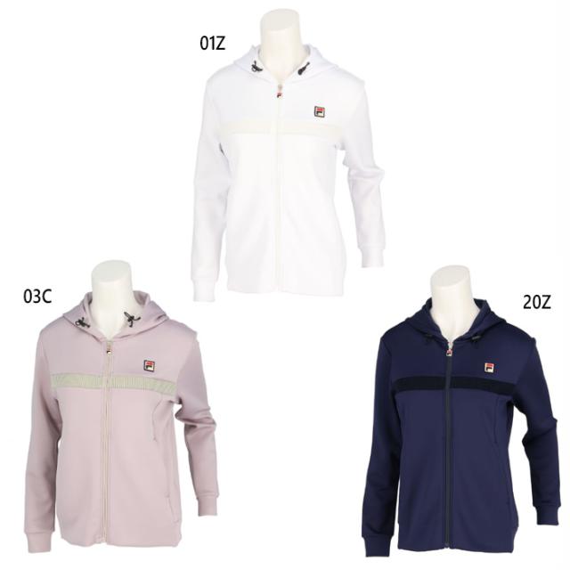 フィラ レディース フルジップパーカー テニス バドミントンウェア トップス ホワイト 白 ネイビー 送料無料 FILA EL0020