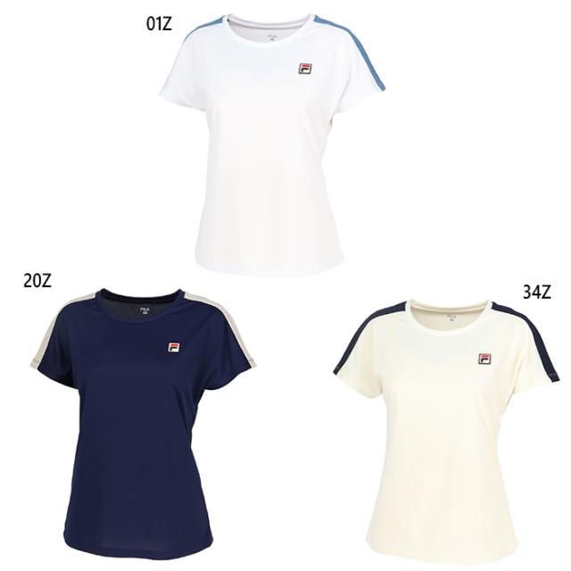 フィラ レディース ゲームシャツ テニス バドミントンウェア トップス 半袖 ホワイト 白 ネイビー 送料無料 FILA EL0054