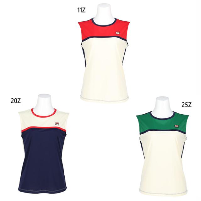 フィラ レディース ノースリーブシャツ テニス バドミントンウェア トップス ネイビー レッド 赤 グリーン 緑 送料無料 FILA EL0038