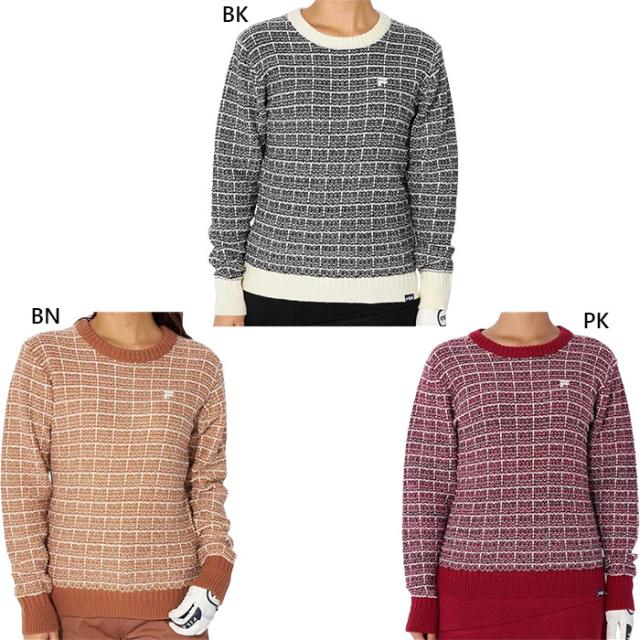 フィラ ゴルフ レディース セーター クルーネック ゴルフウェア トップス 長袖 ブラック 黒 ブラウン ピンク 茶色 送料無料 FILA GOLF 794760