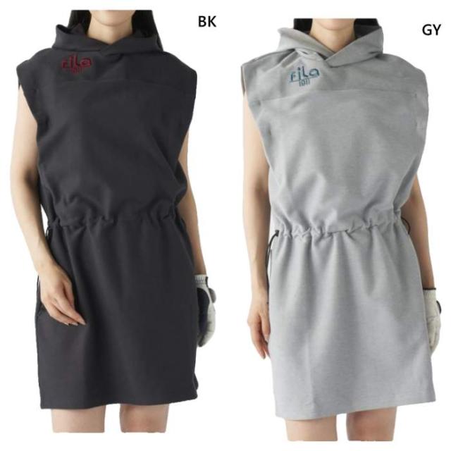 フィラ ゴルフ レディース パーカーベストワンピース ゴルフウェア トップス ブラック 黒 グレー 灰色 送料無料 FILA GOLF 795460