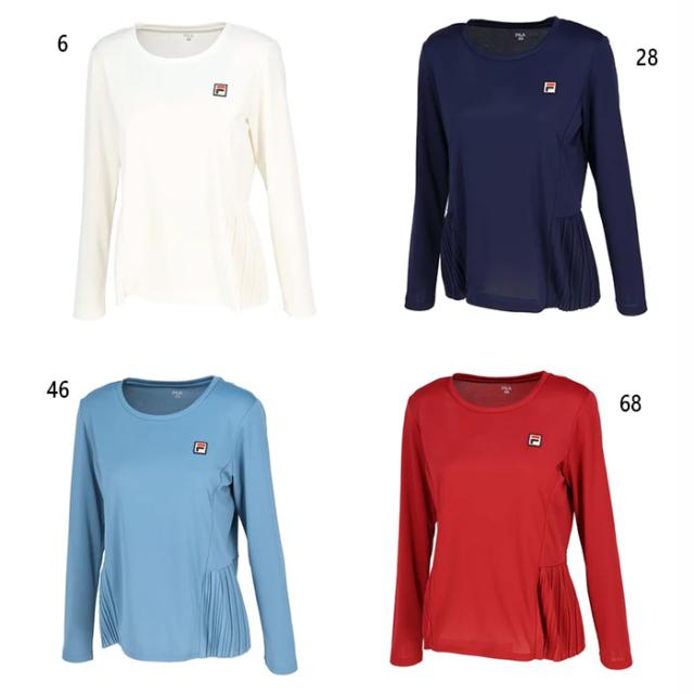 フィラ レディース ロングスリーブシャツ テニス バドミントンウェア トップス ホワイト 白 ネイビー ブルー 青 送料無料 FILA EL0206