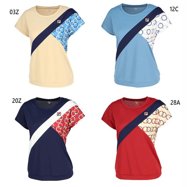 フィラ レディース ゲームシャツ テニス バドミントンウェア トップス 半袖 ネイビー ブルー 青 ベージュ 送料無料 FILA EL0200