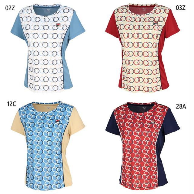 フィラ レディース ゲームシャツ テニスウェア バドミントンウェア トップス 半袖 ホワイト 白 ブルー 青 ベージュ 送料無料 FILA EL0201