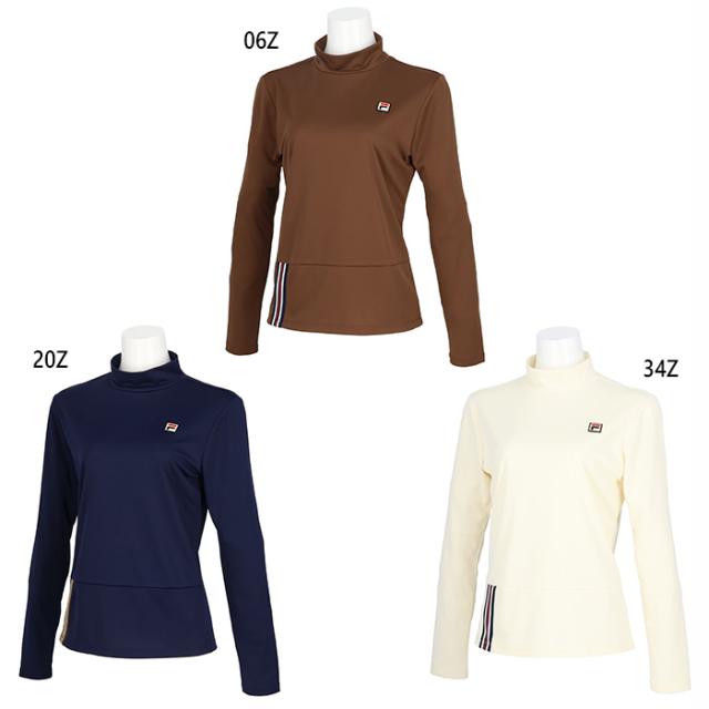 フィラ レディース ロングスリーブシャツ テニスウェア バドミントンウェア トップス ロンT ホワイト 白 ネイビー ブラウン 茶色 送料無料 FILA EL0234