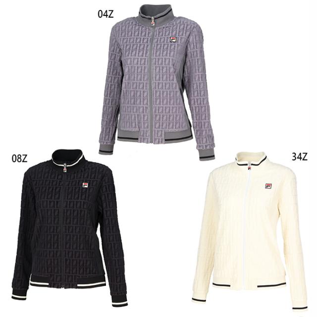 フィラ レディース トラックジャケット テニス バドミントンウェア トップス 上着 アウター 長袖 ホワイト 白 ブラック 黒 グレー 灰色 送料無料 FILA EL0249