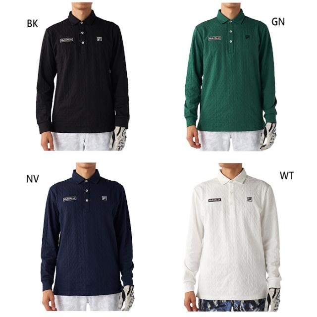 フィラ ゴルフ メンズ 長袖ポロシャツ ゴルフウェア トップス ホワイト 白 ブラック 黒 ネイビー グリーン 緑 送料無料 FILA GOLF 785501