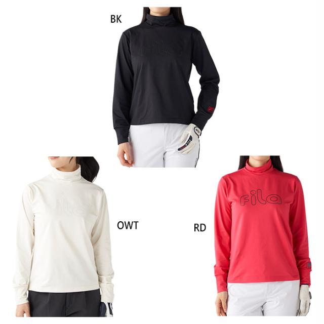 フィラ ゴルフ レディース 長袖モックネックシャツ ゴルフウェア トップス ホワイト 白 ブラック 黒 レッド 赤 送料無料 FILA GOLF 795560