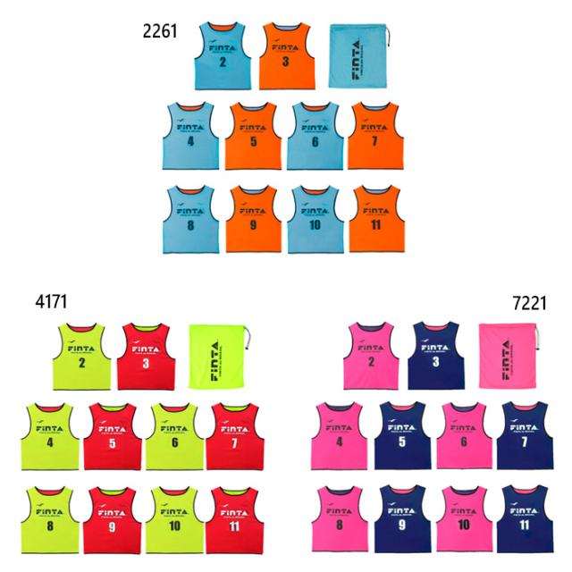 フィンタ ジュニア キッズ JRリバーシブルビブス 10枚セット サッカーウェア フットサルウェア トップス ブルー 青 イエロー ピンク 黄色 送料無料 FINTA FT3028