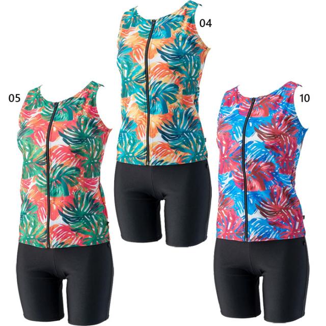 フットマーク レディース 長持ちする水着セパレーツ スイムウエア スイミング 水泳 フィットネス水着 ブルー レッド 青 赤 オレンジ 送料無料 FOOTMARK 250066