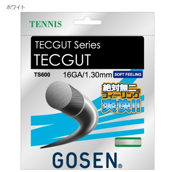 ゴーセン メンズ レディース テックガット TECGUT 16 テニス テニスガット 20張入り ソフト感 ホワイト 白 送料無料 GOSEN TS600