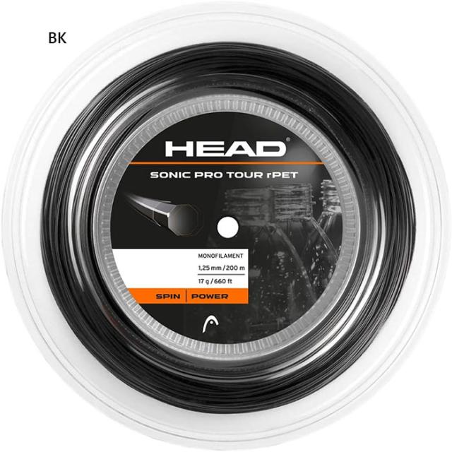 ヘッド メンズ レディース ソニック プロ ツアー Sonic Pro Tour rPET 200m テニスストリング リール テニス用品 ガット ブラック 黒 送料無料 HEAD 281122