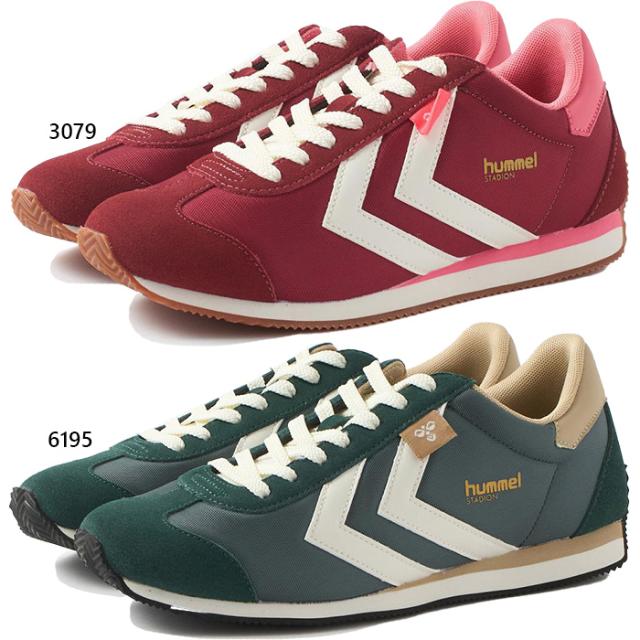 ヒュンメル メンズ レディース スタディオン ナイロン STADION NYLON カジュアルスニーカー シューズ 紐靴 ローカット スエード レッド 赤 グリーン 緑 送料無料 hummel HM229741
